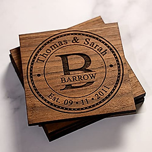 Personalized Coasters Handmade in the USA, Wedding Gifts, Anniversary Gifts, or Personalized Gifts. Sets of 4,6,8,16 or wedding keepsake gifts for guests 100, or 200 units to be remembered for years!