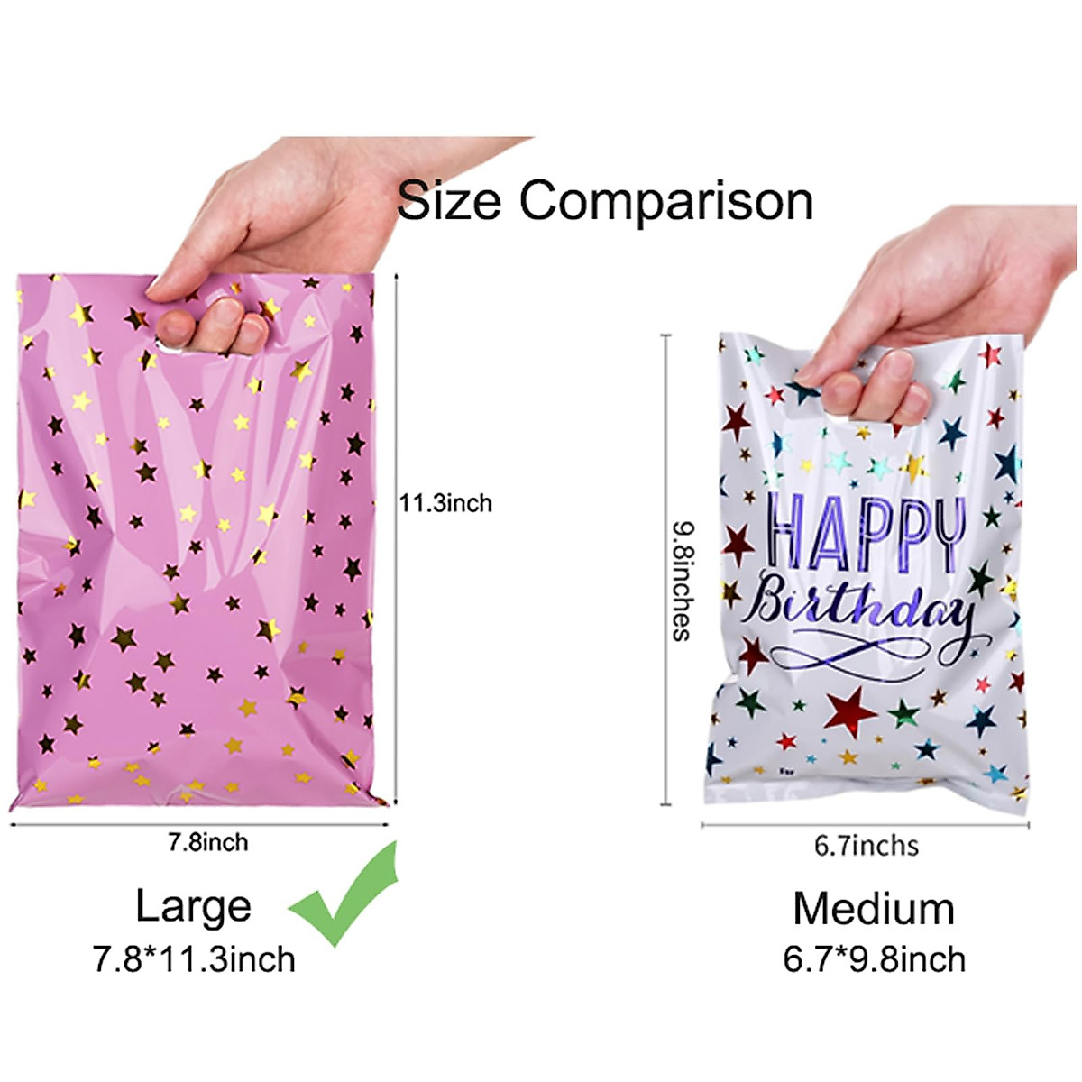 PintreeLand Large (7.8 * 11.3inch) Party Favor Bags, Goodie Treat Loot Bags for Kids Children Birthday, Baby Shower (30PCS, Large)