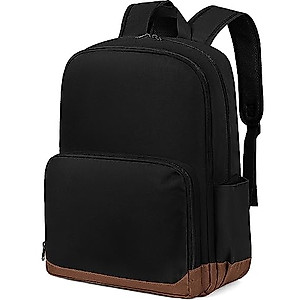 Vorspack Backpack for Women Men - Lightweight Bookbag with Padded Slot for Work College Travel - Black