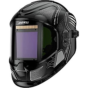 ANDELI Welding Helmet,Panoramic 180° Large Viewing True Color Solar Powered Auto Darkening Welding Helmet with Side View 4 Arc Sensor Wide Shade 4/5-8/9-13 Welder Mask for TIG MIG ARC Grinding Plasma