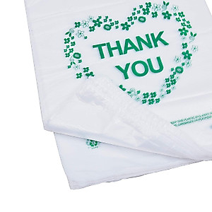 LazyMe Thank You T Shirt Bags White Plastic Grocery Bags with Handles,Standard Supermarket Size, 12 x 20 inch (50 pcs)