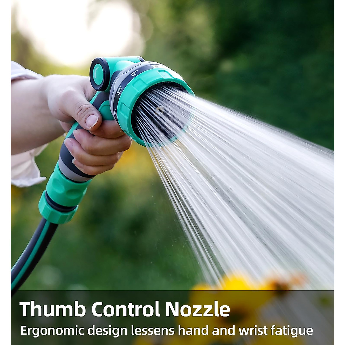 HVNPSH Heavy Duty Garden Hose Nozzle, 10 Spray Patterns Water Hose Sprayer with Thumb Control On/Off Valve, Comfortable Grip, Ideal for Outdoor Watering, Garden, Cleaning, Car Washing