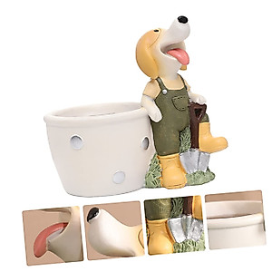 ORFOFE 2 Pcs Succulent Flower Pot Plant Decor Wall Plant Shelf Mini Containers Plant Holder Bowl Succulent Pot Dog Decorative Flowerpot Lovely Planter Home Adornment Resin Planting Pot