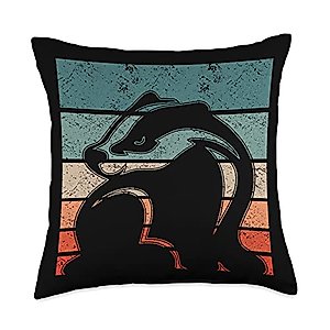 Honey Badger Gifts & Accessories Retro Animal Ratel-Vintage Honey Badger Throw Pillow, 18x18, Multicolor