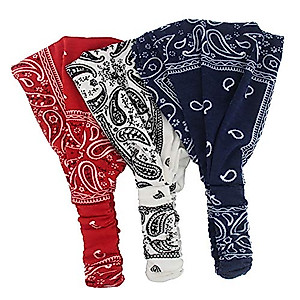 Carede Paisley Bandana Headband for Women with Elastic Yoga Headband Outdoor Hairband Adjustable Turban Headwrap,Pack of 6