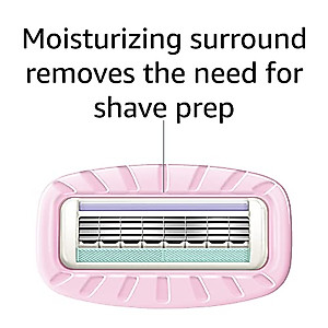 Amazon Basics Women's 4 Blade FITS Razor Refills for Women, FITS Amazon Basics FITS Handles and Venus Handles, Moisturizing Surround, 6 Refill Cartridges, 1 Pack of 6