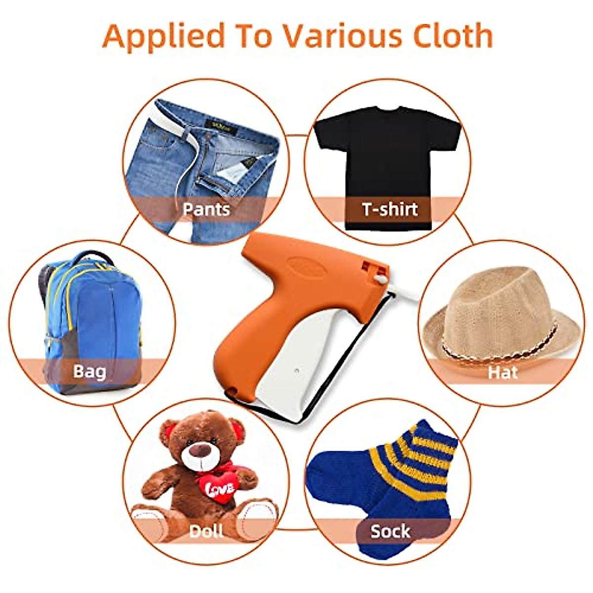 1606 Pieces Clothing Tagging Gun Kit for Clothes Labeler, Garment Price Tag Attacher Gun with 6 Steel Needles and 1600 1-in Barbs Fasteners for Fine Tagging Applications