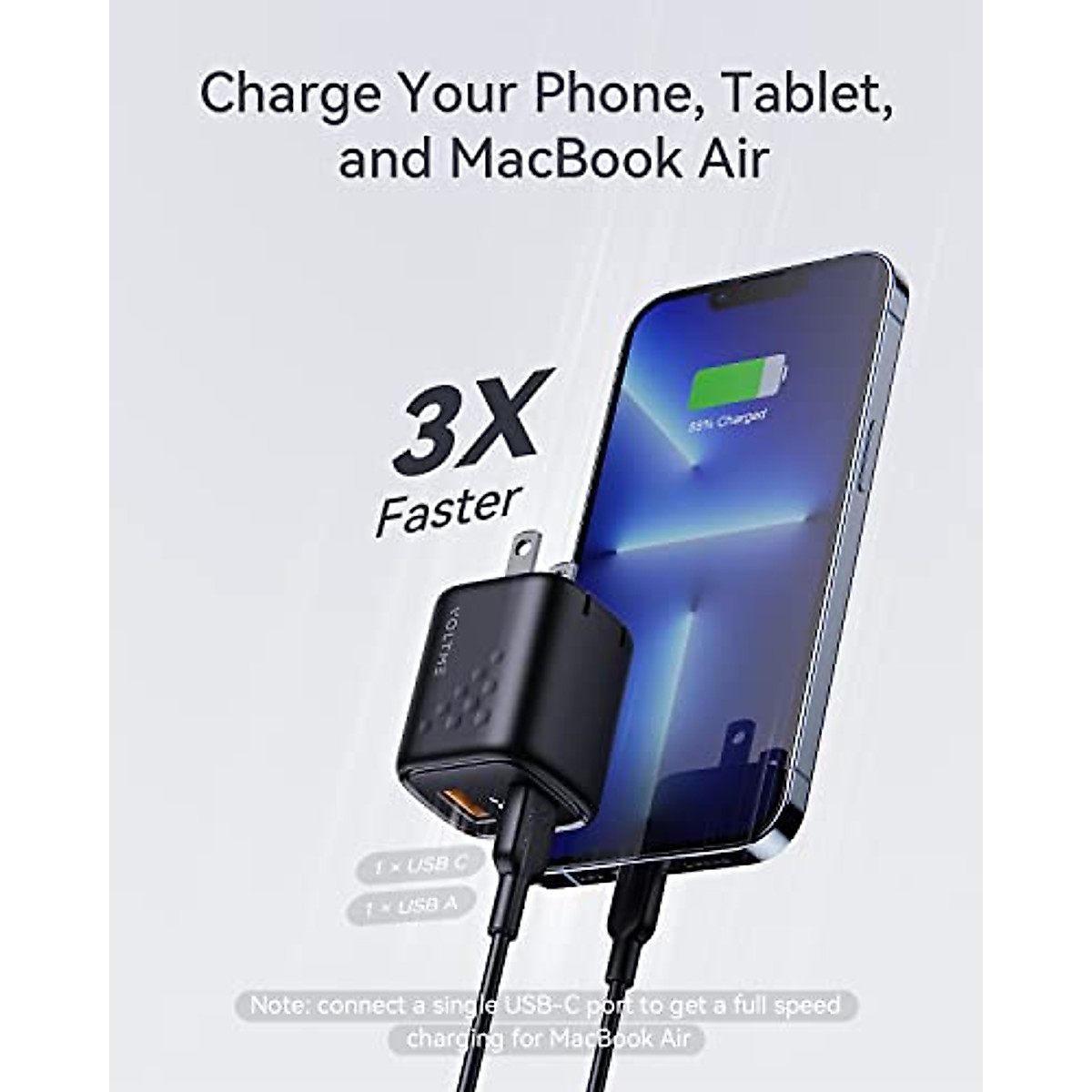 [2-Pack] VOLTME 30W USB C Charger (GaN III Tech), PD PPS Compact Charger Block Fast Chargers, 30W USB-C Power Adapters for MacBook Air, iPhone 14 13 12 Mini Pro Max, Galaxy S22/21, Pixel 6 Pro, iPad