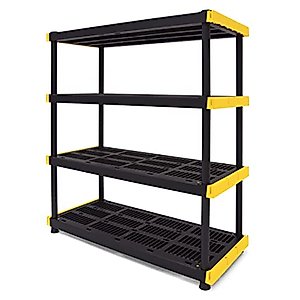 Original Black & Yellow 4-Tier Storage Shelving Unit, Indoor/Outdoor, Heavy Duty Storage Shelving Unit (55”H x 48”W x 20”D)