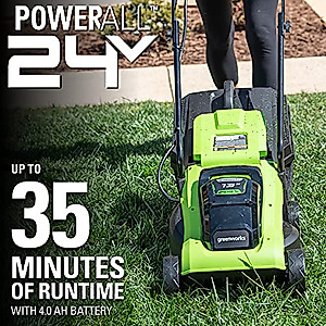 Greenworks 24V 13-Inch Cordless (2-In-1) Push Lawn Mower, 4.0Ah USB Battery (USB Hub) and Charger Included MO24B410