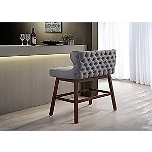 Baxton Studio Gradisca Modern and Contemporary Grey Fabric Button-tufted Upholstered Bar Bench Banquette