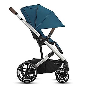 Cybex Balios S Lux Toddler and Baby Stroller with Reversible Seat, Unique One-Pull Harness, and Multiple Recline - Travel System Ready, with One Hand Fold, River Blue