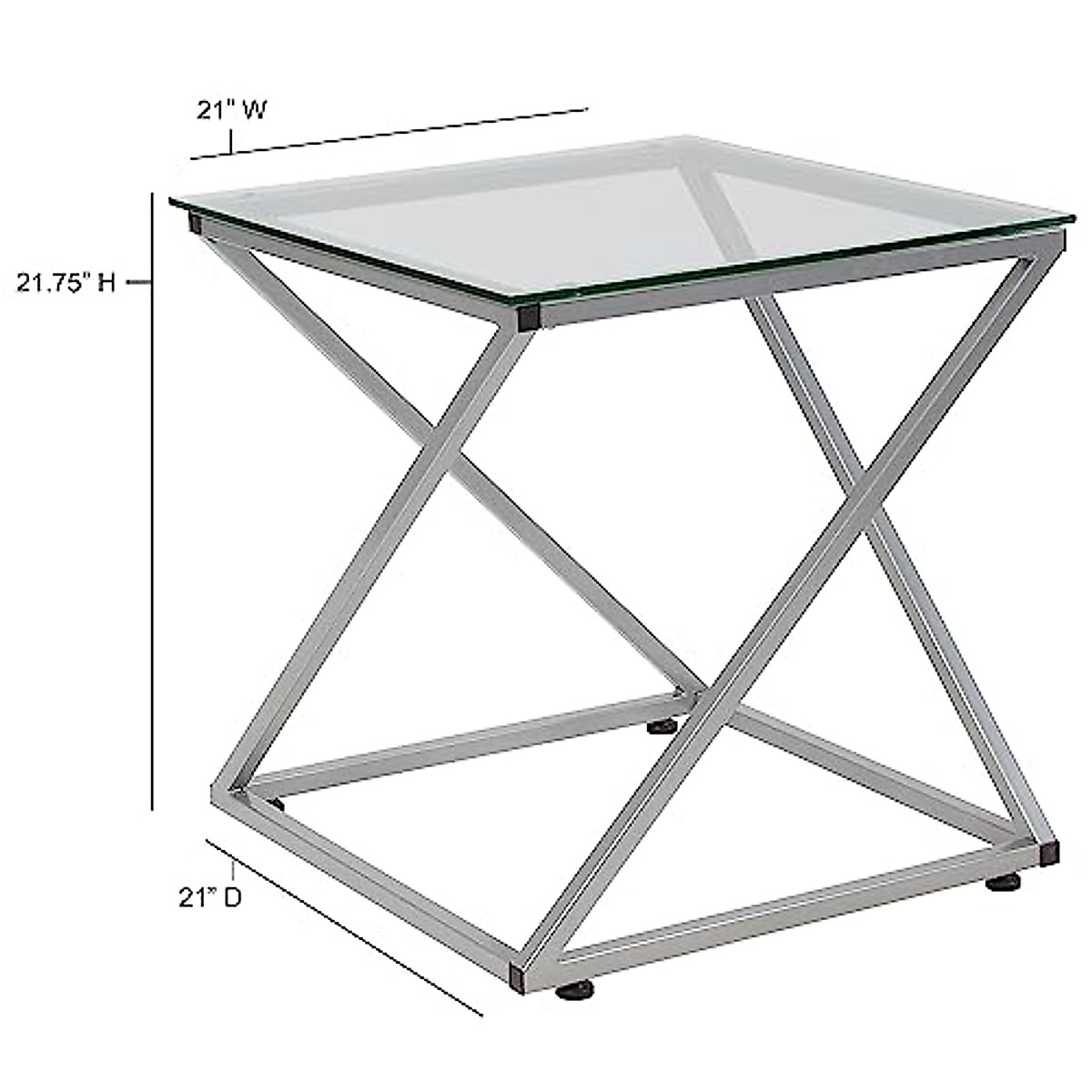 Flash Furniture Park Avenue Collection Glass End Table with Contemporary Steel Design