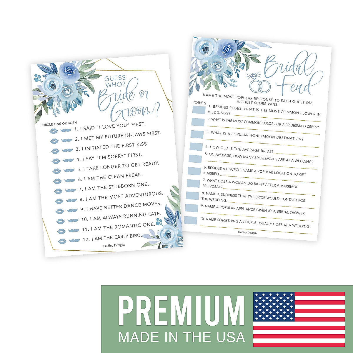 Hadley Designs 20 Floral Hilarious Bridal Shower Games For 20 Guests - Couples Wedding Shower Games, Bridal Games, He Said She Said Bridal Shower Games, Bridal Shower Family Feud Game