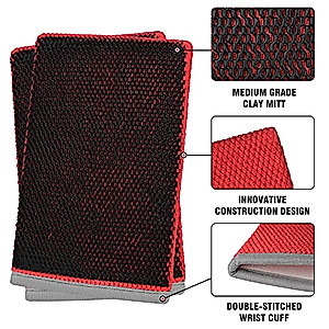Tidy Monster 2 Pack Clay Bar Mitt for Car Detailing, Medium Grade Auto Magic Clay Towel, Scratch-Free and Paint Safe, for Cleaning Polishing Detailing Cars Paint, Glass, Wheels