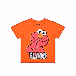 Sesame Street Elmo, Cookie Monster and Oscar Boys T-Shirt and Short Pants Set for Infant and Toddlers – White/Orange/Grey
