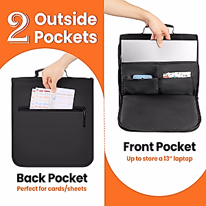 SUNEE Zipper Binder Bag with Laptop Pocket and Shoulder Strap, 3 Inches 3-Ring Organizer Binder for Middle School, Black