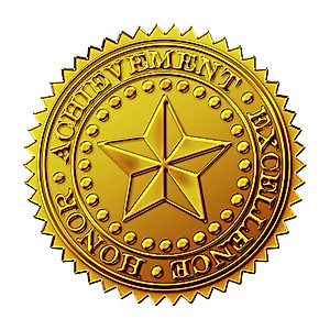 Great Papers! Starburst Embossed and Gold Foil Certificate Seal, 1.75", 48 Count (903419)