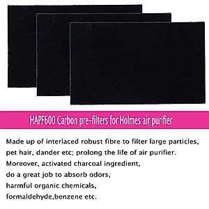 HAPF600 Filter for Holmes Air Purifier Filter B replace HAP726-U HAP1625 HAPF600D-U2 fits GE 106633 106643 106653 Models, Replacement Holmes HEPA Air Filter by TOPEMAI
