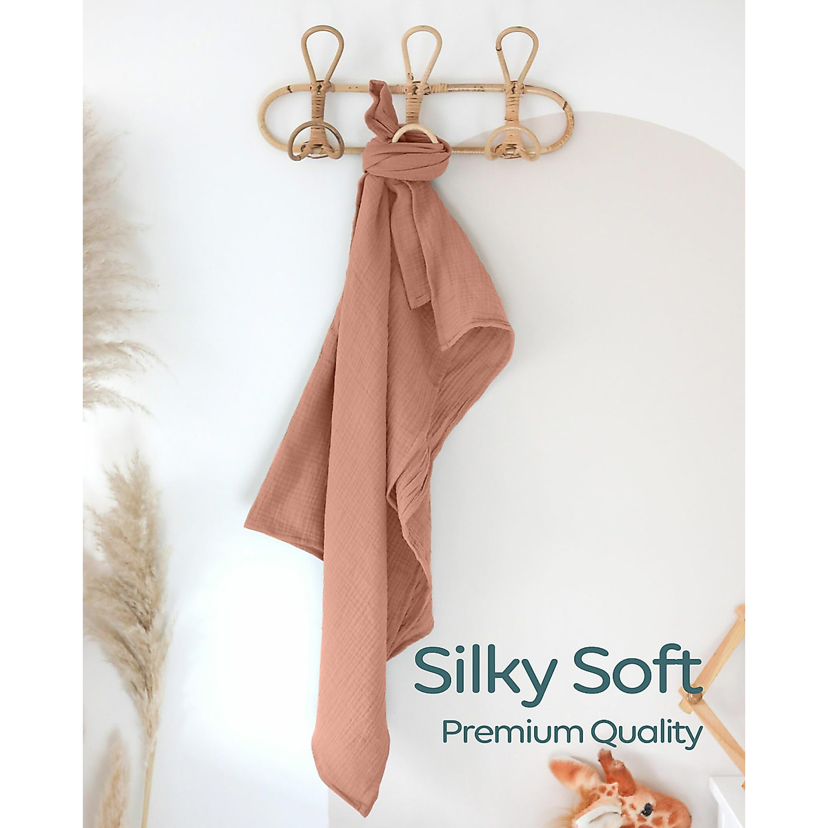 Mom Beebi Muslin Swaddle Blankets, 100% Muslin Cotton Swaddle Blanket for Unisex, 4 Pack Skin-Friendly and Breathable Baby Blankets, 47 x 47 inches - Autumnal Warmth