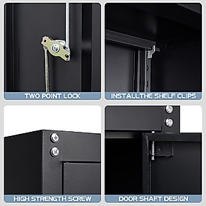 GEDELITE Metal Storage Cabinet with Lock and Doors,Steel Garage Wall Storage Cabinet,Garage Upper Cabinet,Wall Mounted Metal Cabinet for Garage, Black