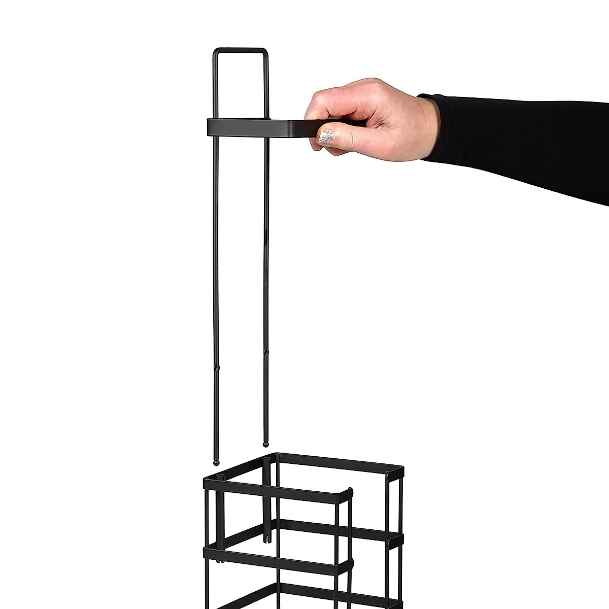 Richards Homewares Vertical Free-Standing Jumbo and Mega Size 4-Rolls Toilet Paper Storage Holder with Dispenser, 5.5 x 5.5 x 24.75-Inch, Matte Black