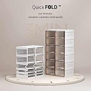 MAYIBOX Shoe Cabinet 2-20 Grid Stackable Transparent Folding Shoe Box Plastic Storage Box Storage 2-40 Pairs of Shoes (2 Rows 8 grids)