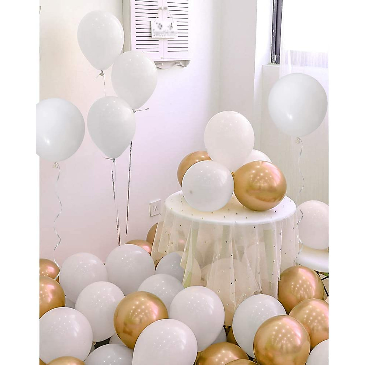 White Balloons Latex Party Balloons - 60 Pack 12 inch White Matte balloons Round Helium Balloons for White Theme Wedding Birthday Party Backdrop Decorations Holiday Celebration Graduation Decorations
