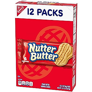 Nutter Butter Peanut Butter Sandwich Cookies, 4 Boxes of 12 Packs (4 Cookies Per Pack)