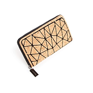 Orchid Bay Women's Geometric Cork Zipper Wallet, Vegan Cork Wallet, Cork Purse, Vegan Purse, Cork Cell Phone Bag - Eco Friendly, Natural and Sustainable.