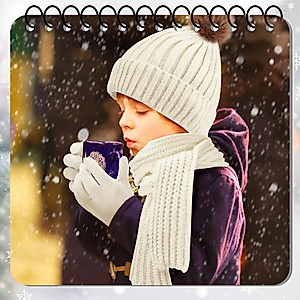 Liitrsh 4 Sets Kids Winter Hat Gloves Scarf Set Girls Boys Knit Hat Long Scarf Snow Gloves Outdoor for Toddler(Warm Colors)