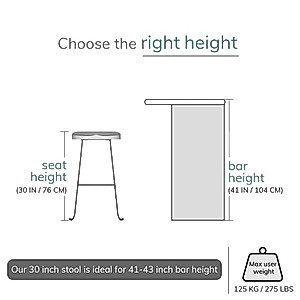 MH London Bar Stool - Perrin Bar Stool. Exclusively Designed Hand Crafted Barstools  Solid Wood Bar Height Bar Stools - Contemporary Design for Backless Wooden Bar Chair for Kitchen Counter