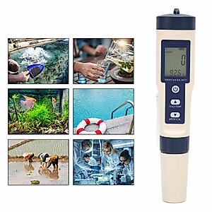 TDS Meter Digital Water Quality Tester, 5in1 Multifunctional PH/Salinity/Tem/TDS/EC Meter 0.01 Resolution High Accuracy Digital Water Tester for Household Drinking, Pool and Aquarium