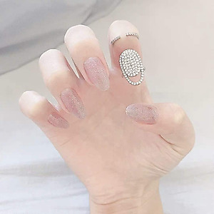 HAHA&TOTO Statement Fingernail Ring for Girls Women Silver Plated Full Zircon Adjustable Finger Tip Ring Fashion Ring Cocktail Party Accessory