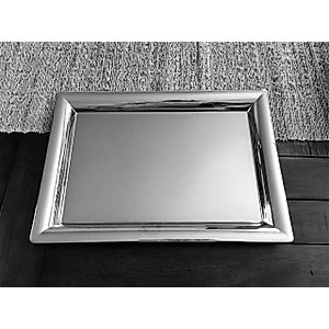 Le'raze Elegant Mirrored Rectangular Silver Tray, Mirrored Tray for Whiskey Decanter, Candle Sticks, Vanity Set, Perfume Tray, and Serving