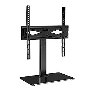 VEVOR TV Stand Mount, Swivel Universal TV Stand for 32-55 inch TV Screen up to 90lb, Height Adjustable Portable Floor TV Stand with Tempered Glass Base for Bedroom, Living Room, Max VESA 400x400mm