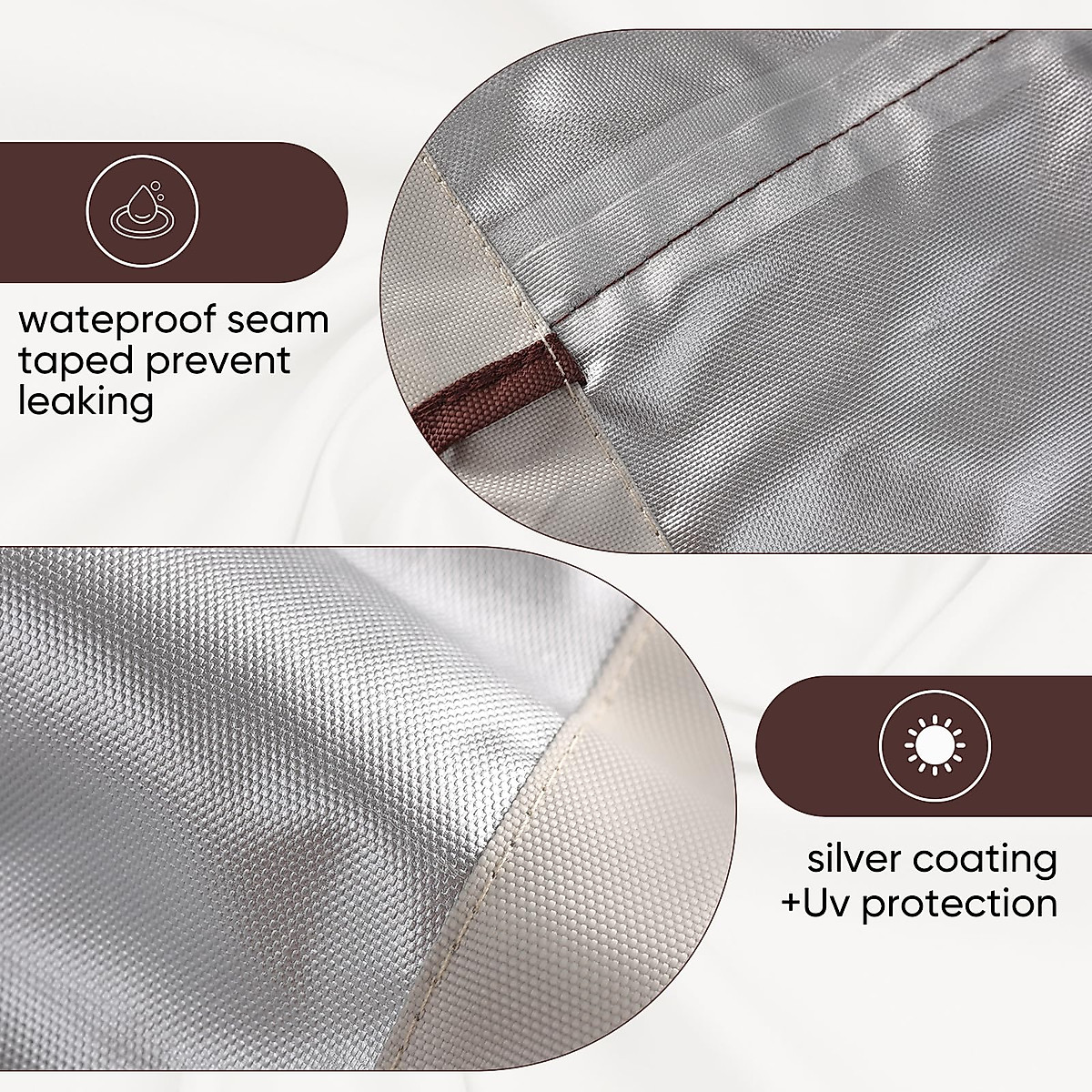 COVERR Outdoor Patio Furniture Cover, Waterproof Heavy Duty Patio Chair Cover, Patio Chair Covers 2 Pack Fits Up to 28Wx32Dx36H inches（Beige&Coffee