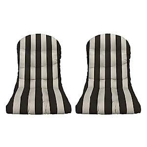 RSH DECOR: Tufted Adirondack Chair Cushion Set of 2 | 42.5” x 21” | All-Weather Spun Fabric | Water and Fade-Resistant | Outdoor Cushions for Patio Furniture | Black & White Stripe