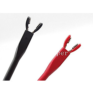 TestHelper TP760-1 Industrial Grade Plunger Style Test Clip Set, Safety Alligator Clamp with 4mm Banana Socket Connection Flexible Spring Jaw Opening Red/Black