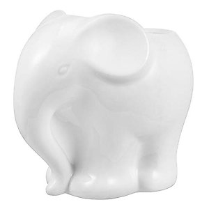 DOITOOL Cute Elephant Flower Pot, Succulent Planter Flower Pot for Cactus Bonsai Garden Decoration, Modern White Ceramic Flower Plant Containers for Home Garden Office Desktop Decoration (White)