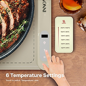 [Latest] Graphene Electric Food Warming Tray - 6 Temperature Settings, High Heat, Latest Model, Portable Silicone Heating Mat. Food Warmer for Parties, Family Gatherings. (Ivory Beige, Large)