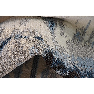 Unique Loom Estrella Collection Modern, Abstract, Watercolor, Contemporary Area Rug, 3 ft 3 in x 5 ft 3 in, Light Blue/Beige