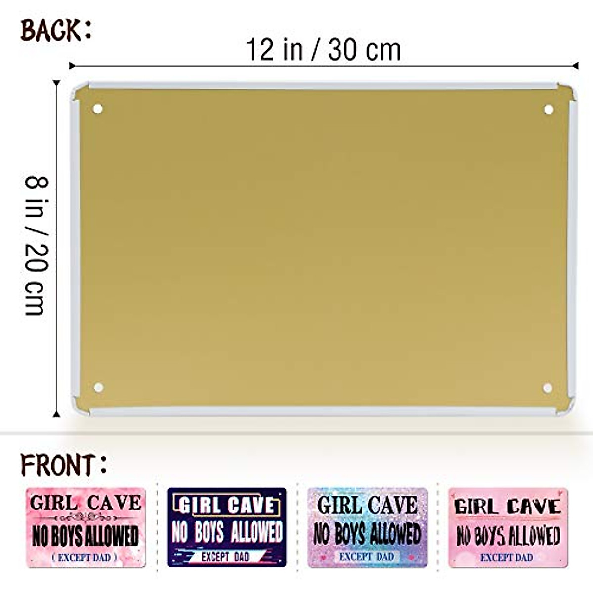 ManruleUS Room Decor for Teen Girls Aesthetic Metal Tin Sign Girl Cave No Boys Allowed 12x8 inches (Girl Cave 3)