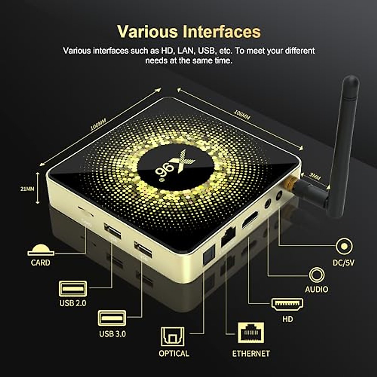 SHYSKY X96 X10 8K Ultra HD Android TV Box Android 11.0 Amlogic S928X LPDDR4 8GB RAM 64GB ROM WiFi6 1000M BT5.2 USB3.0 Support AV1 8K 60fps H.265 HDR Box with i8 Keyboard
