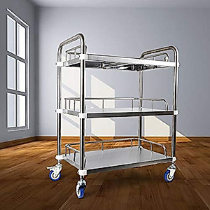 3-Shelf Utility Stainless Steel Cart ,Collapsible Kitchen Cart,Foldable Metal Rolling Cart,Lab Rolling Cart, Metal Storage Organizer Mobile Utility Cart