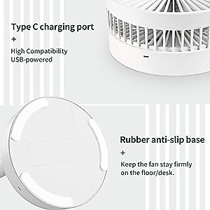 Portable Desk Fan,Foldable Fan Pedestal Stand Floor Fan Adjustable Height from 14.2 inch to 39inch, 4 Speeds & Time Settings, 7200mAh Rechargeable Battery Telescopic Oscillate USB Charging (WHITE)