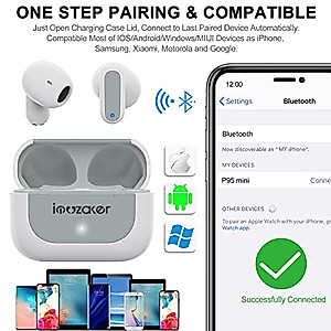 imuzaker True Wireless Earbuds Bluetooth Headphones Touch Control with Compact & Light-Weight Design Stereo Earphones Noise Cancelling & ENC in-Ear Headset Premium Deep Bass for Sport