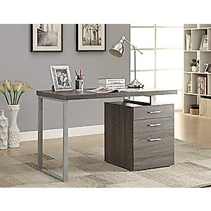 Coaster Home Furnishings Brennan Modern 3 Drawer Home Office Writing Computer Desk Silver Metal Frame Weathered Gray