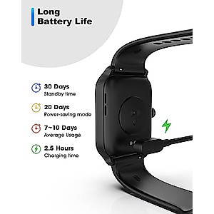 TOOBUR Smart Watch Alexa Built-in, 1.8" Fitness Tracker with Answer/Make Call, IP68 Waterproof, Heart Rate, Blood Oxygen, Sleep Tracker, Fitness Watch with 2 Straps for Men, Compatible iOS Andorid