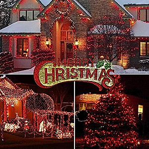 Beewin Outdoor Solar String Lights, 2 Pack 33ft 100L Solar Copper Fairy Lights,8 Modes Twinkle Lights Decor for Indoor Outdoor Patio Yard Trees Christmas Wedding Party (Red)
